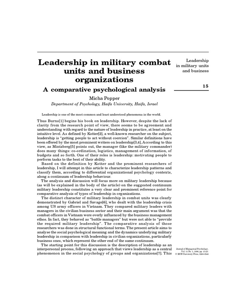 Military vs. Business Leadership Analysis | PDF | Leadership | Motivational