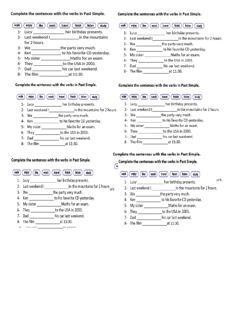 Complete The Sentences With The Verbs in Past Simple | PDF