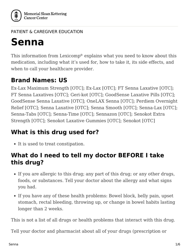 senna | PDF | Over The Counter Drug | Medical Diagnosis