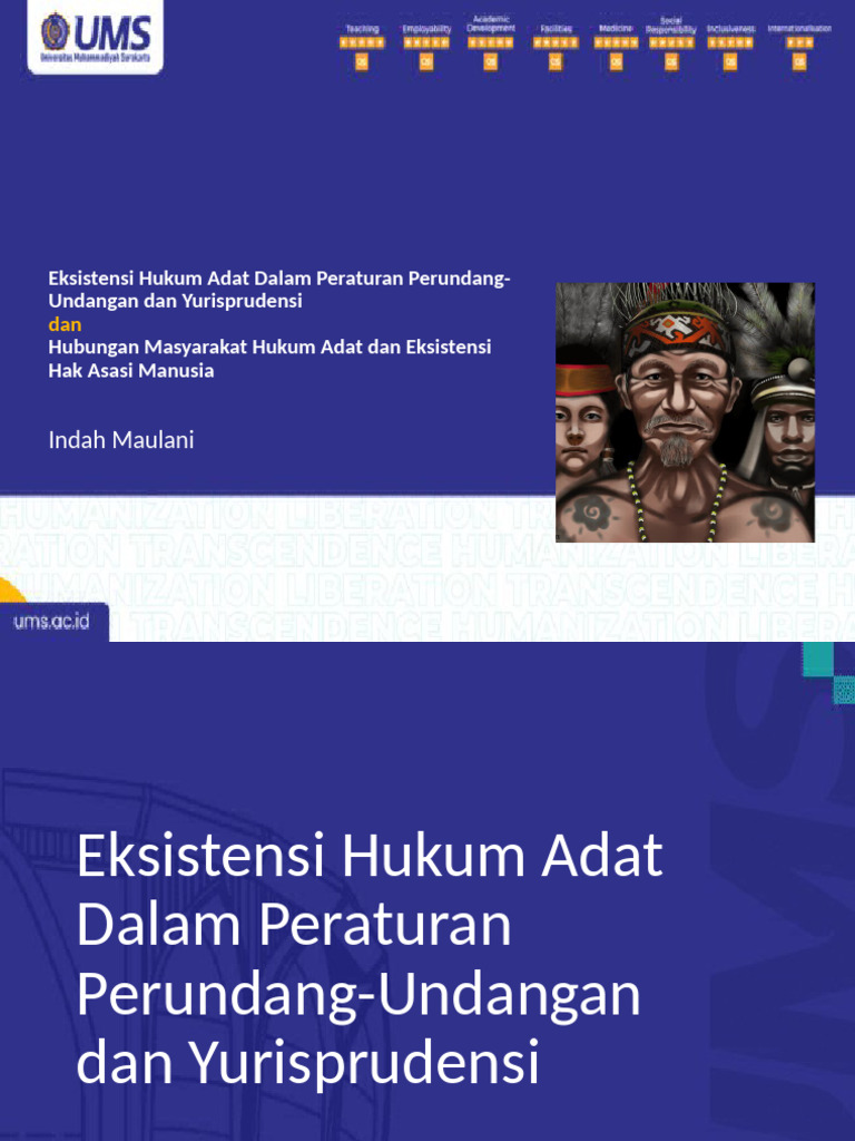 13-14 - Eksistensi Hukum Adat Dalam Peraturan Perundang-Undangan dan Yurisprudensi dan Hubungan ...