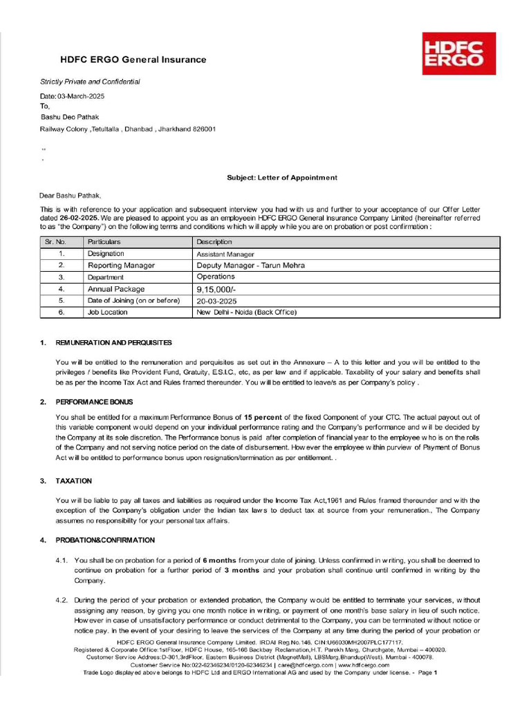 Offer Letter | PDF