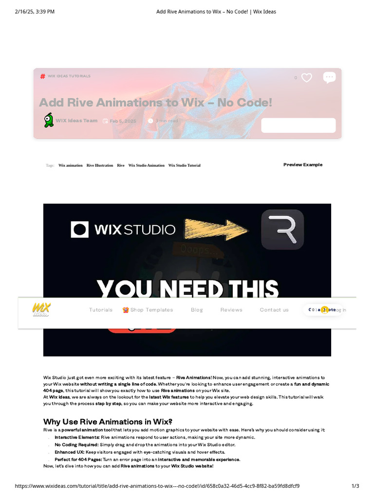 Add Rive Animations To Wix - No Code! - Wix Ideas | PDF | Websites ...