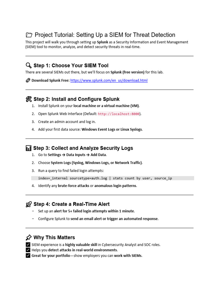 SIEM Setup Tutorial | PDF