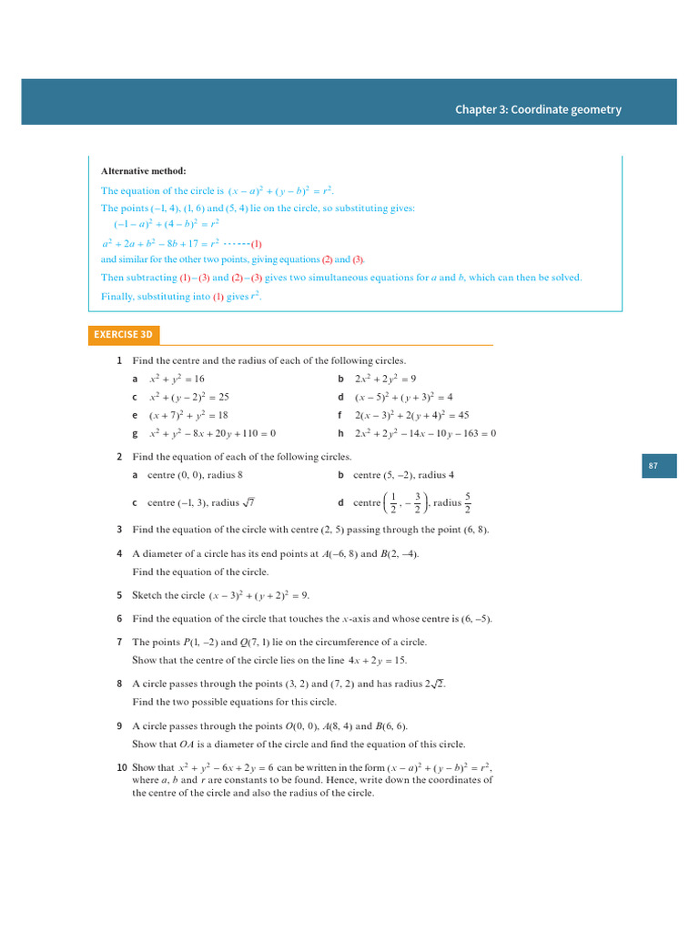circle equations | PDF | Circle | Tangent