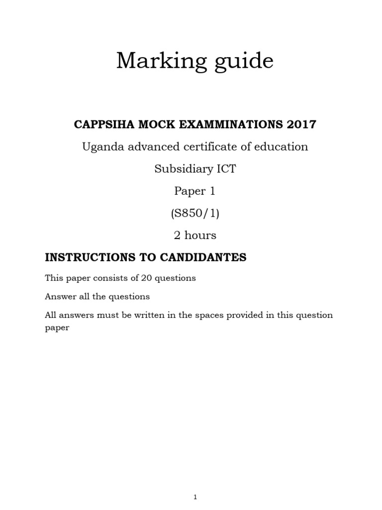 Ict Capissha Marking Guide | PDF | Computer Network | Input/Output