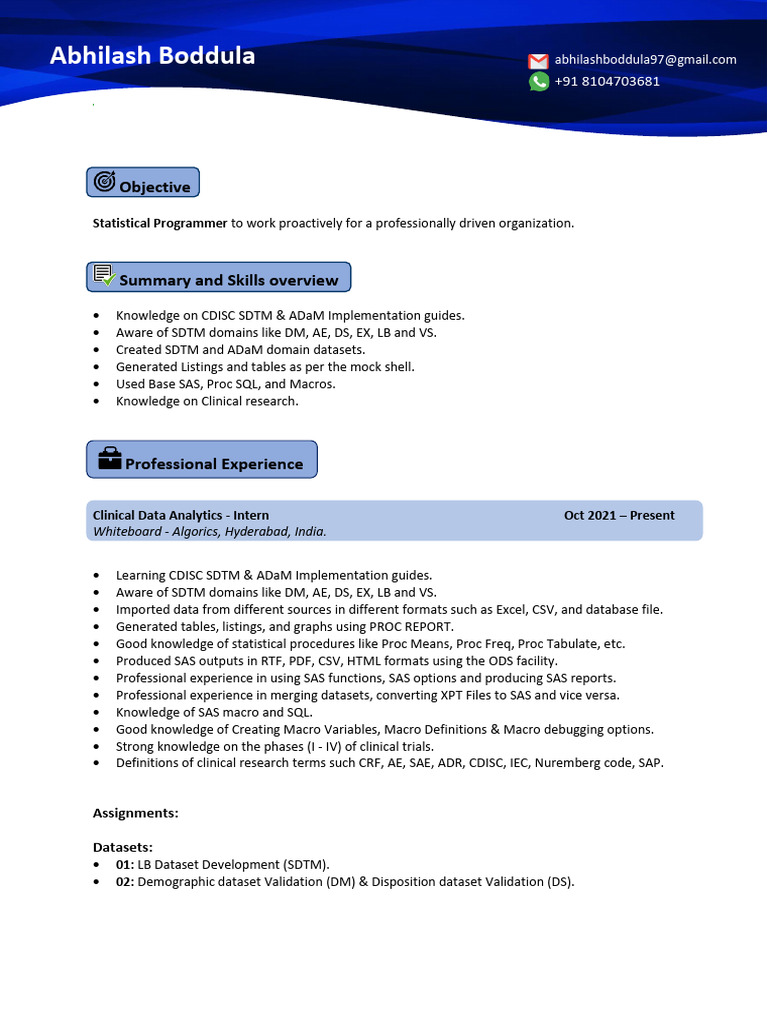 Abhilash_Boddula_CV | PDF | Sas (Software) | Computing