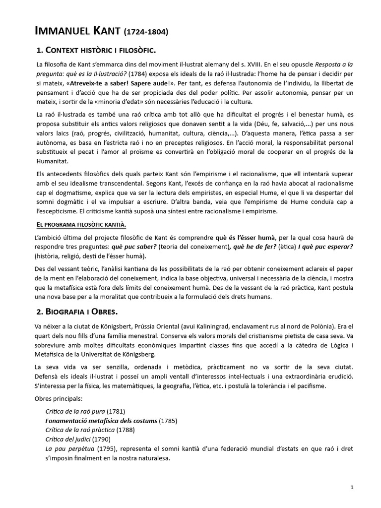Kant Apunts | PDF