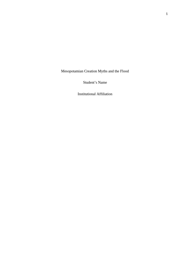 Mesopotamian Myths: Creation and Flood | PDF | Genesis Creation ...