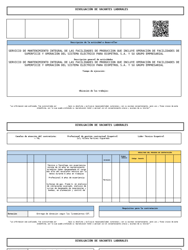 27-02-2025 Inemec Vacante Ing JR Mo-Cw210297-060-Tau - Ecopetrol | PDF