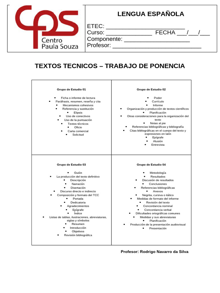11 - Trabalho - Textos Técnicos - Espanhol | PDF | Comunicación humana ...