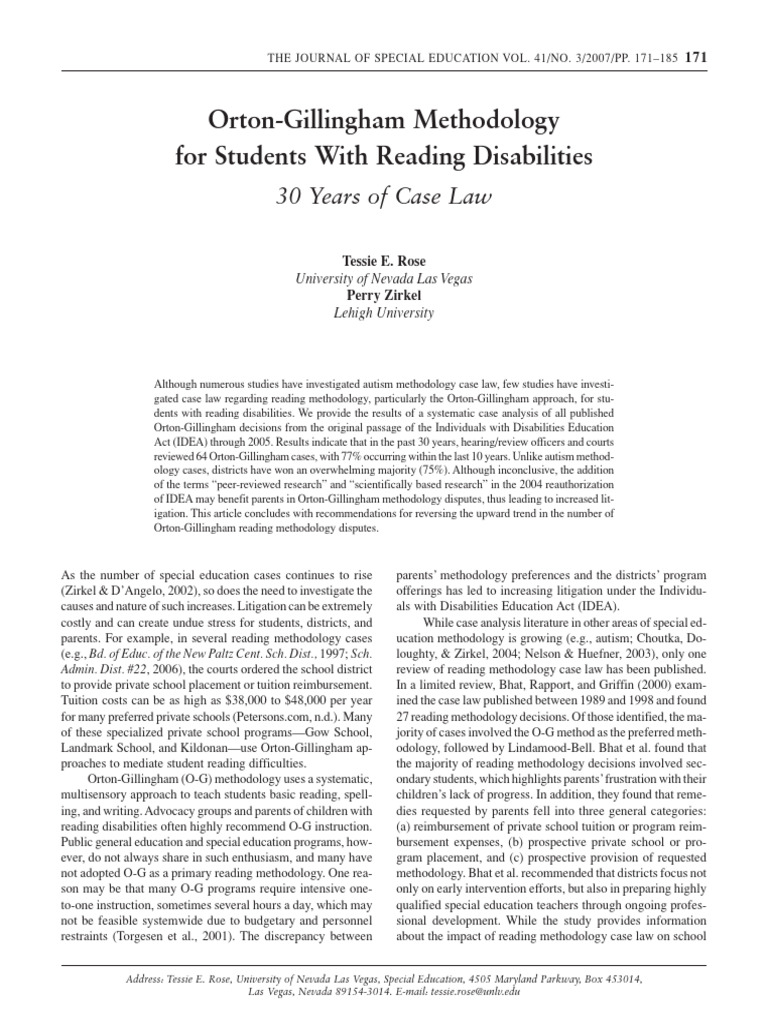 Orton-Gillingham Case Law Analysis | PDF | Phonics | Learning