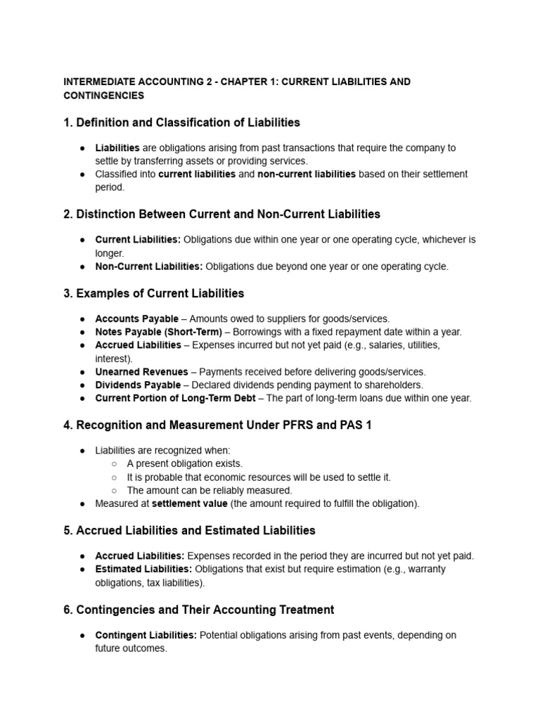 Student Copy Intermediate Accounting 2 Chapter 1 - Current Liabilities and Contingencies | PDF ...