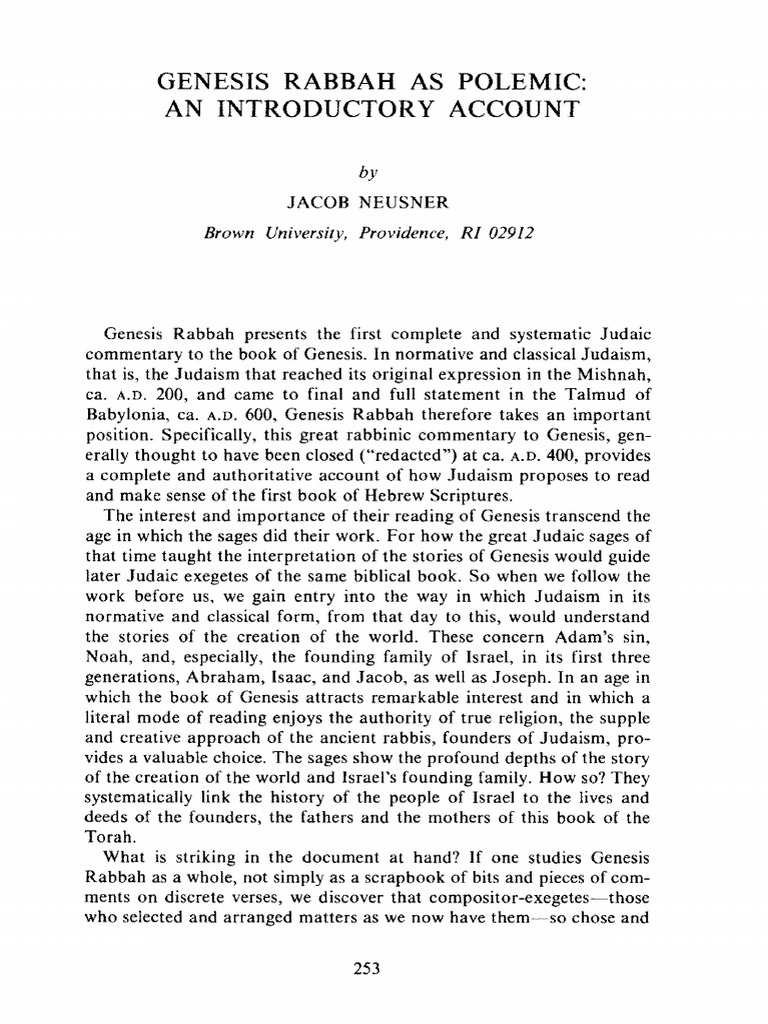 Genesis Rabbah as Polemic | PDF | Genesis Creation Narrative | Book Of ...