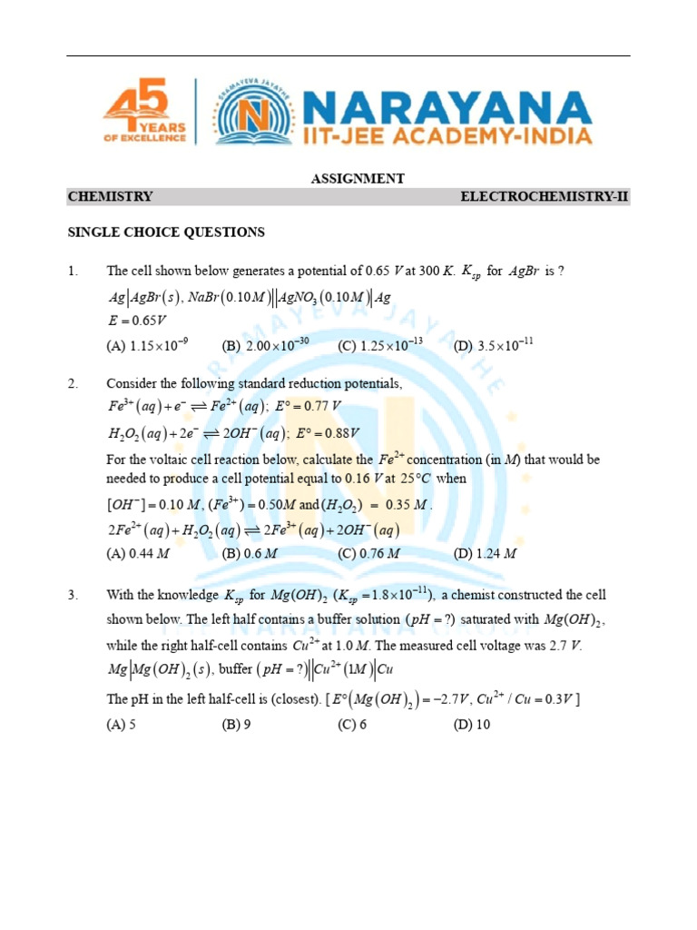 TARGET-1000 (JEE ADV-2025) - CHEMISTRY - SPL Assignment ...