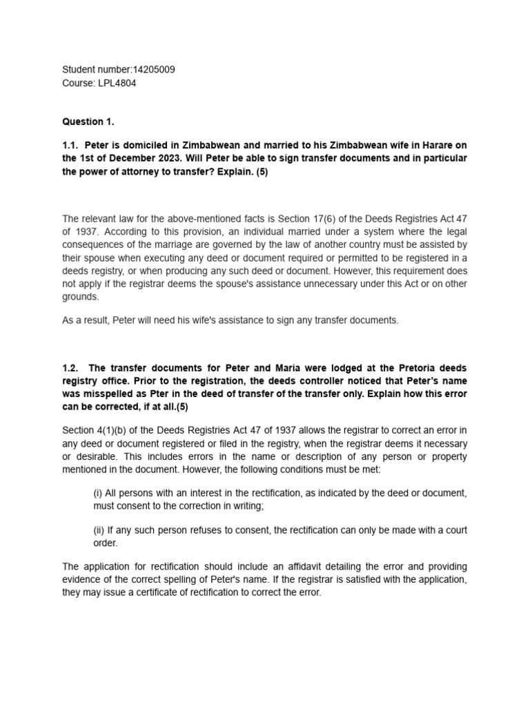 14205009-LPL4804 Assignment 1 | PDF | Intestacy | Natural Resources Law