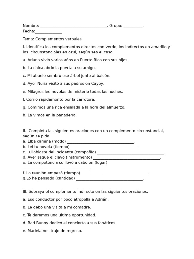 Document (13) Complementos de L Verbo | PDF