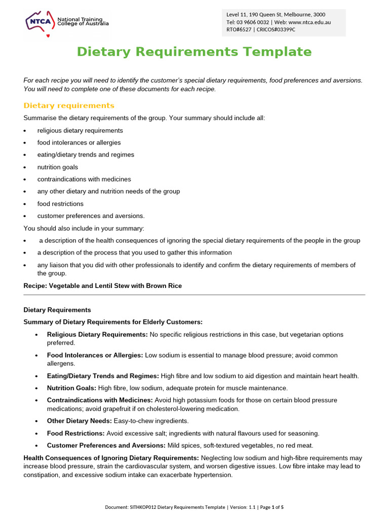 SITHKOP012 Standard Recipe Card Template | PDF | Cooking | Foods