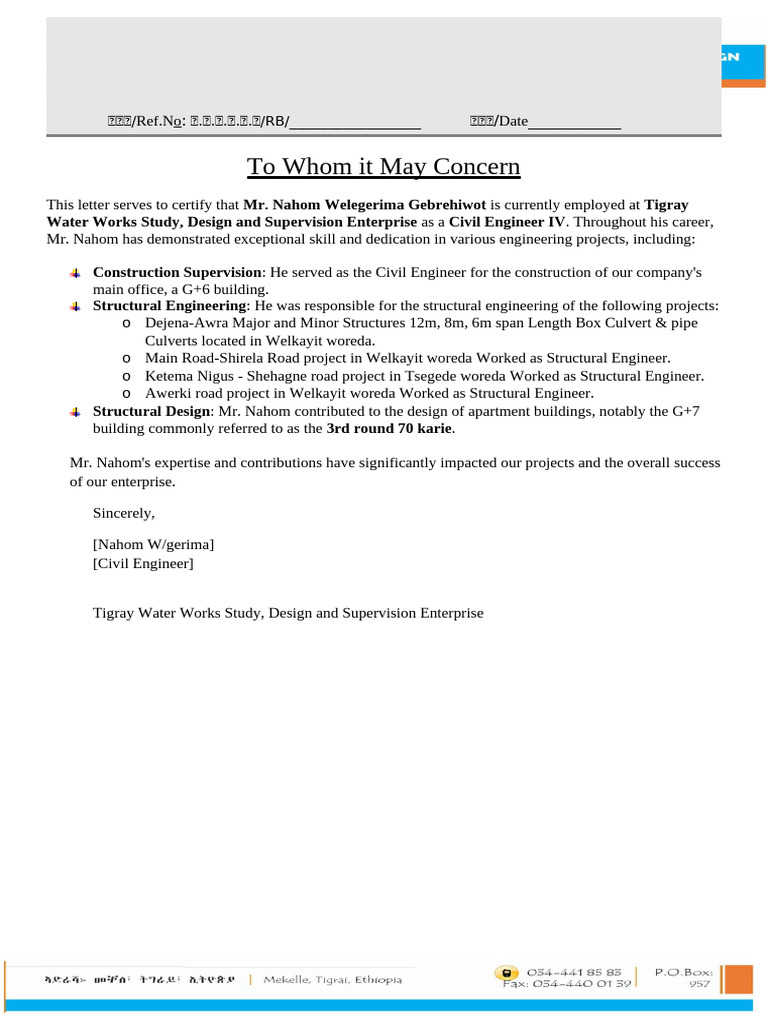 Nahom Recommendation Otional | PDF