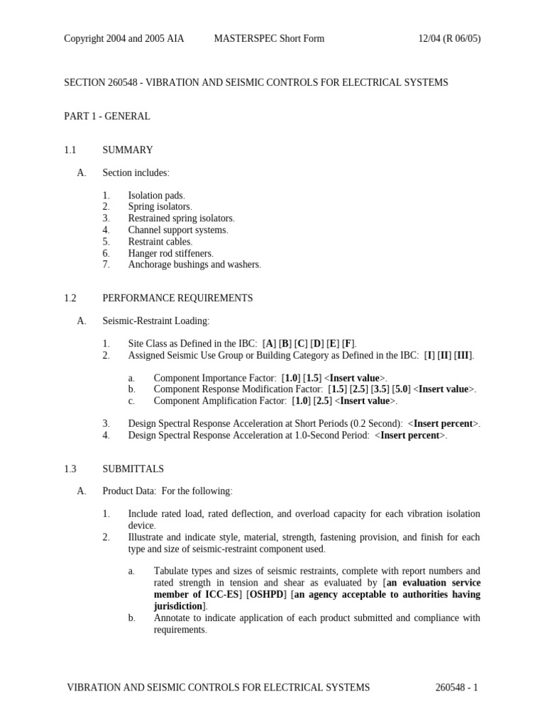 SF - Vibration and Seismic Controls For Electrical Systems | PDF ...