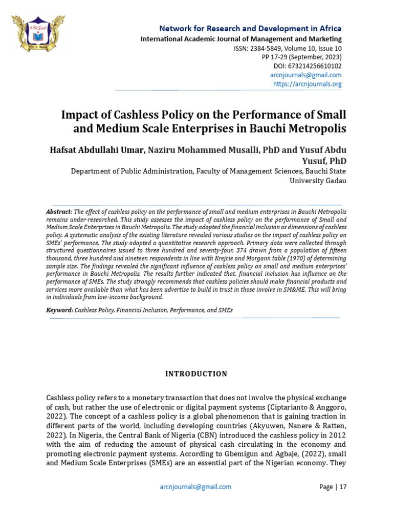 cashless policy | PDF | Errors And Residuals | Dependent And ...