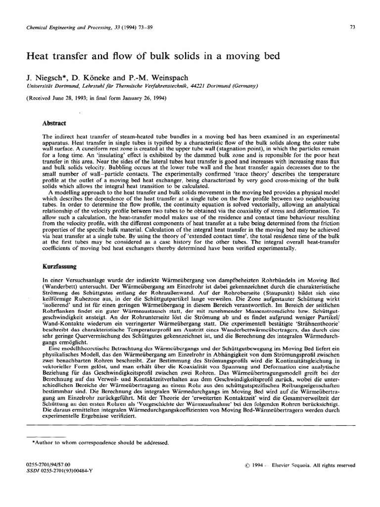 Heat Transfer and Flow 6f Bulk Solids in A Moving Bed | PDF | Heat ...