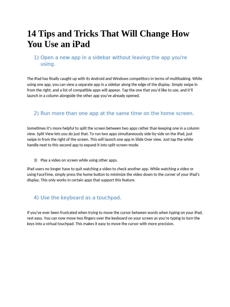 IPAD TIPS and TRICKS | PDF | Ios | I Pad