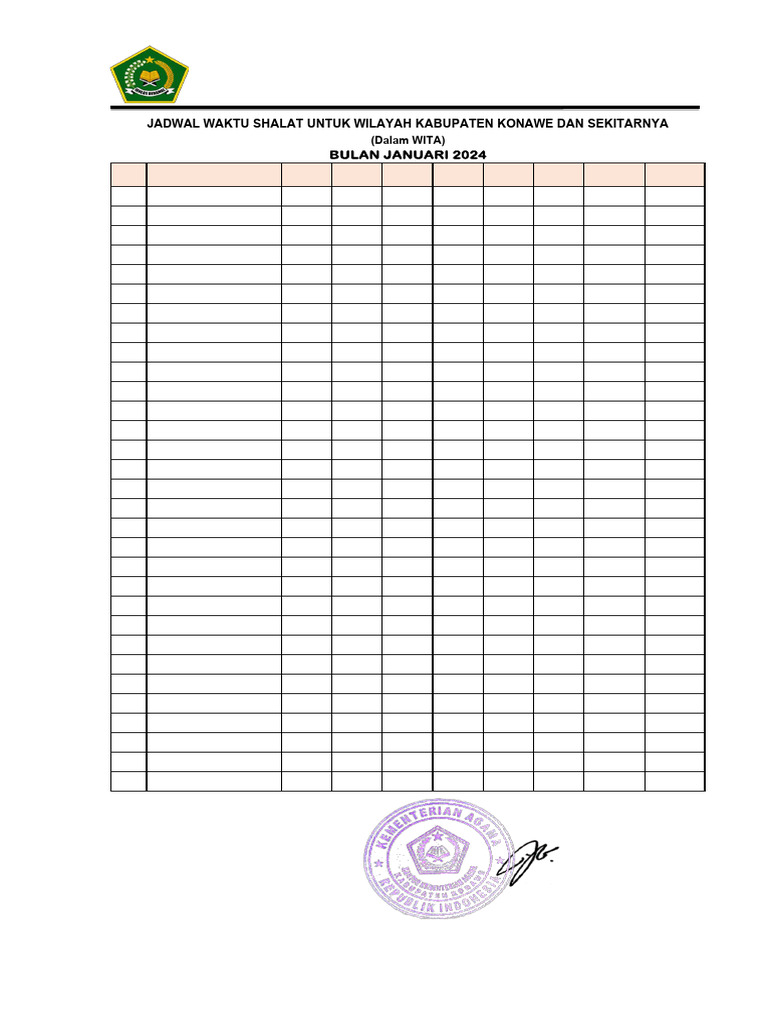 Jadwal Shalat_JANUARI - DESEMBER 2024 | PDF