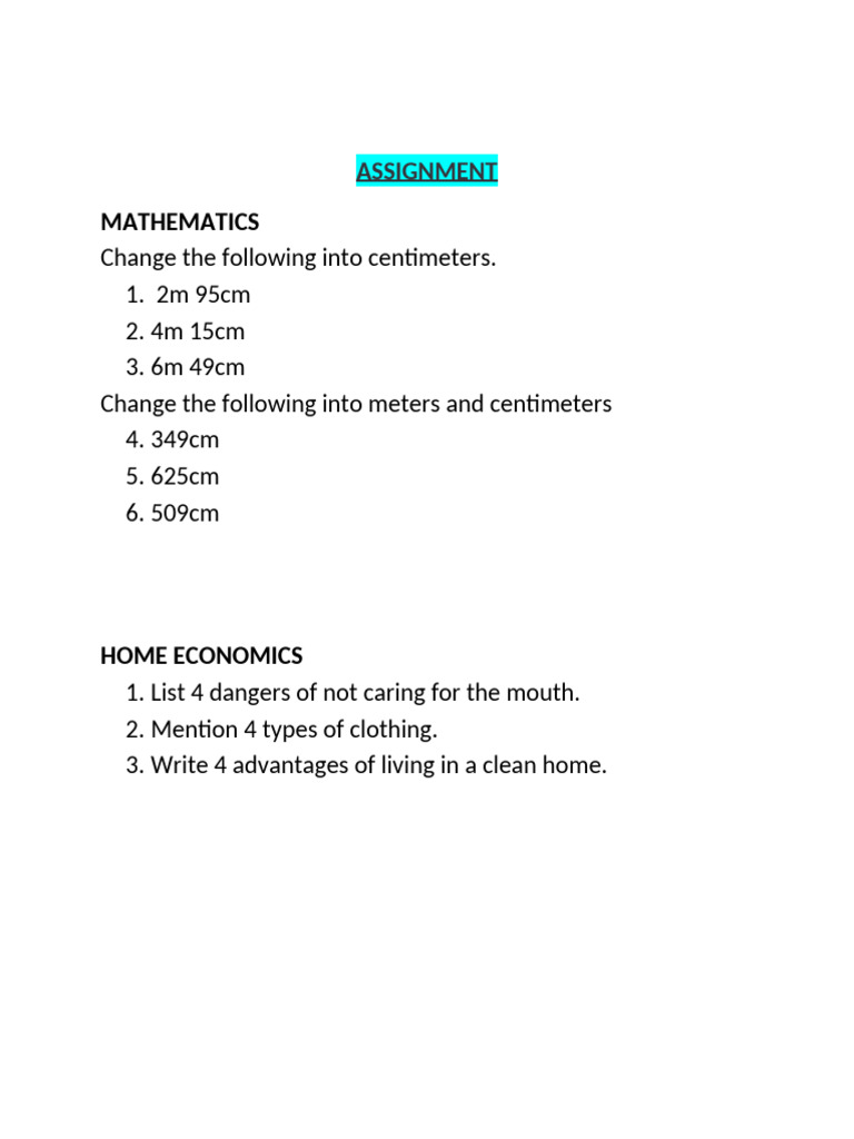 Holiday Assignments | PDF