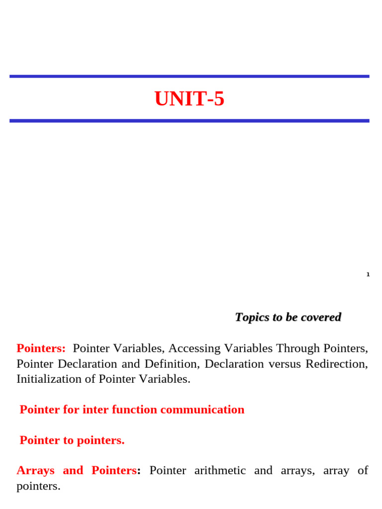 UNIT 5 | PDF | Pointer (Computer Programming) | Variable (Computer Science)