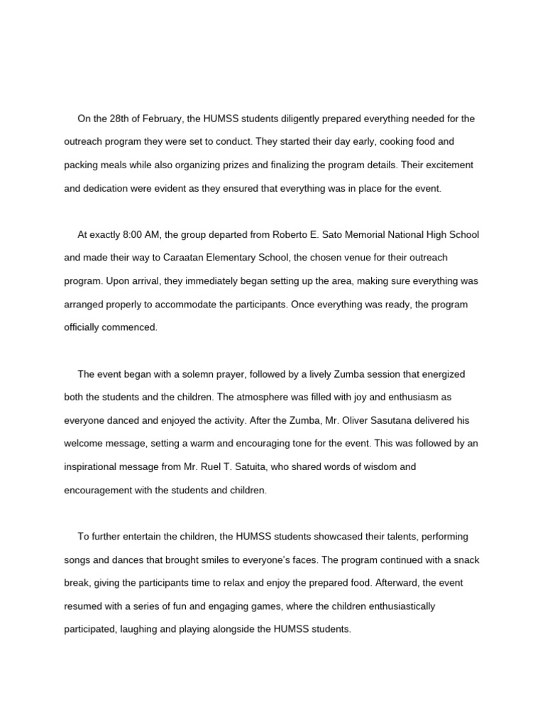 NARRATIVE REPORT | PDF