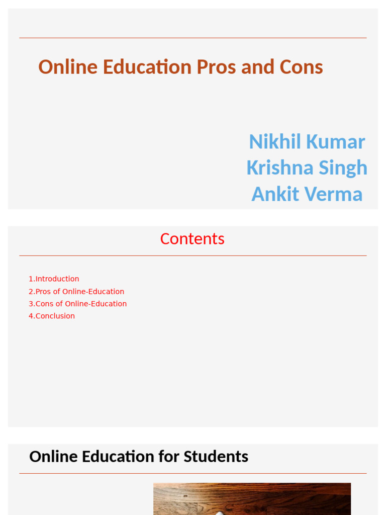 Pros and Cons of Online Education | PDF | Educational Technology | Learning