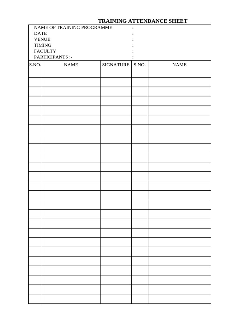 Training Sheet | PDF