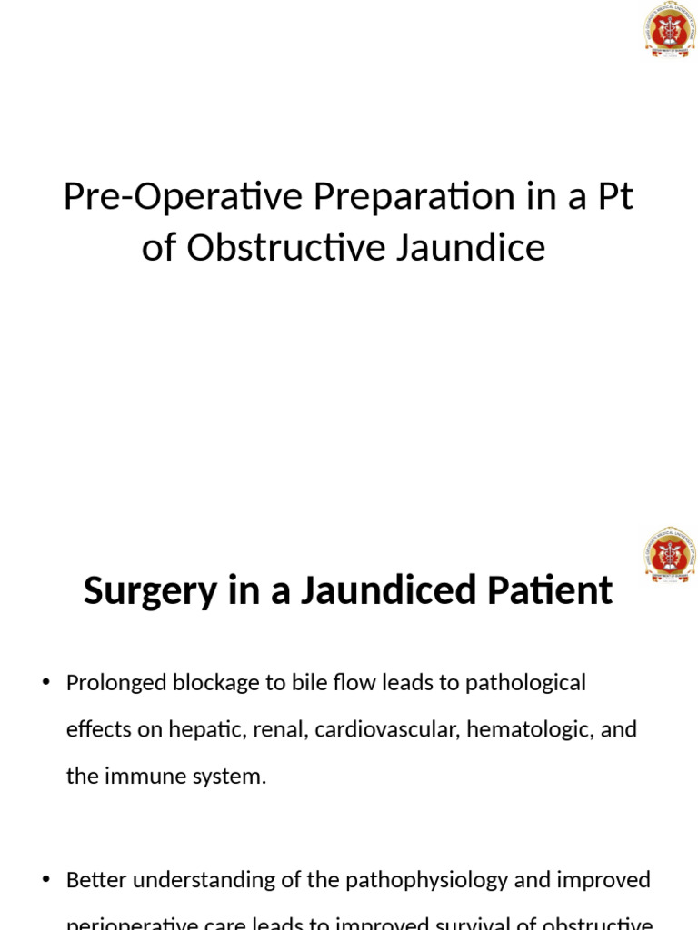 Pre-Operative Preparation in A PT of Obstructive Jaundice | PDF | Liver | Sepsis