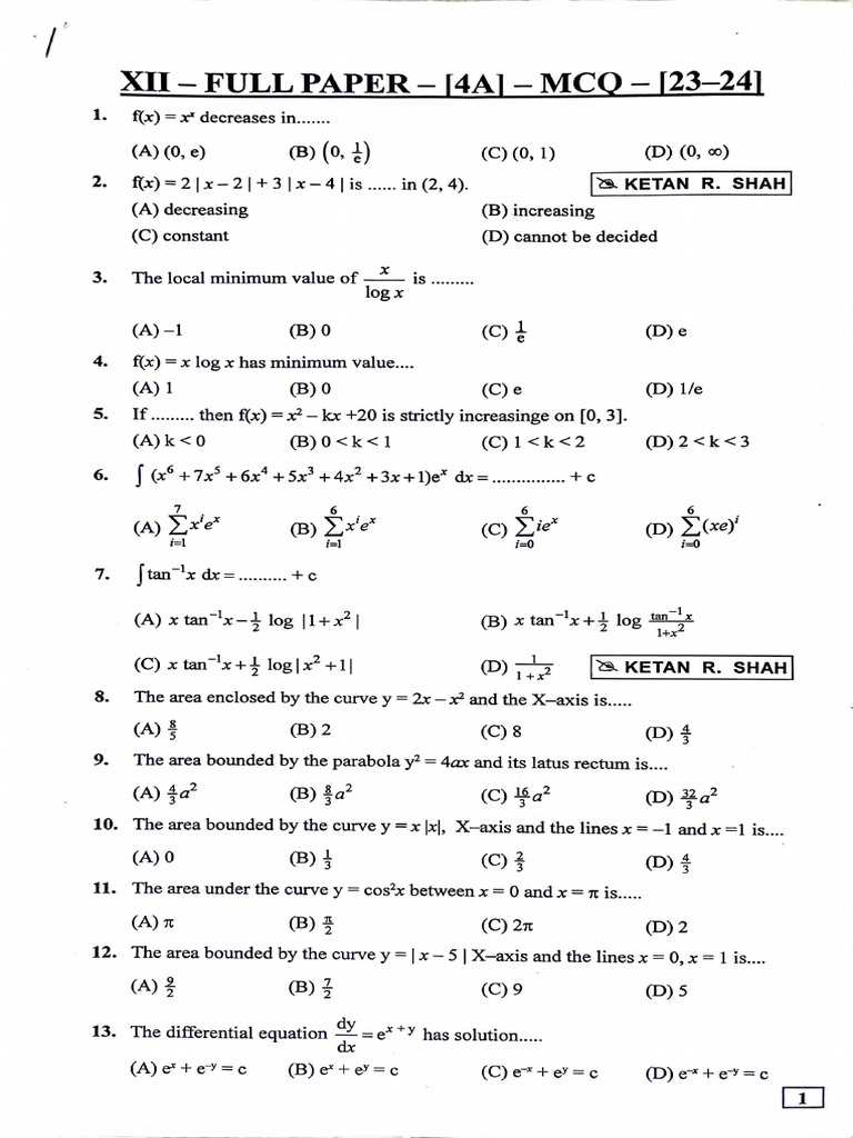 12th 100 MCQ 23-24 | PDF