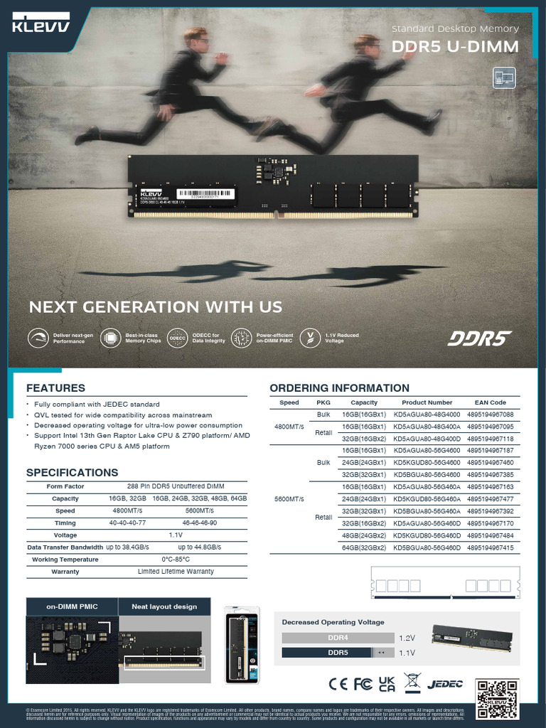 KLEVV_Product Sheet_DRAM_Standard Memory_DDR5_U-DIMM_v4_EN | PDF | Computer Data Storage ...