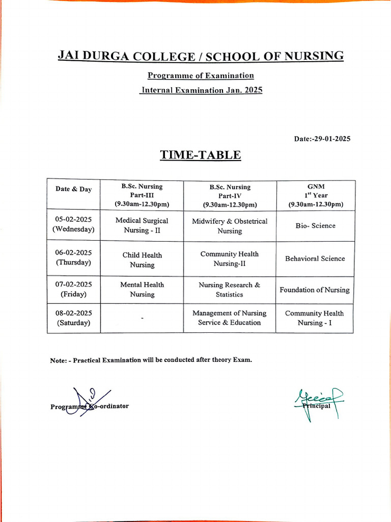 Exam Time Table-6 | PDF