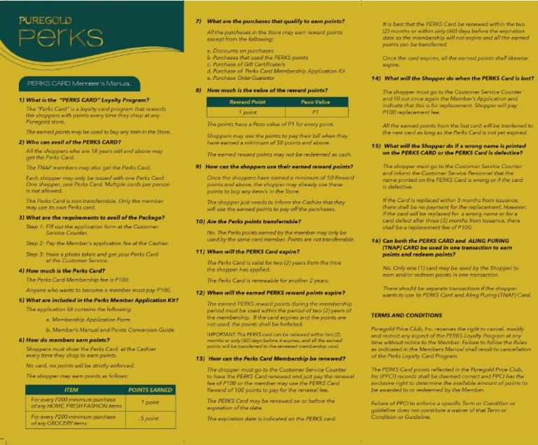 Perks Card FAQ | PDF