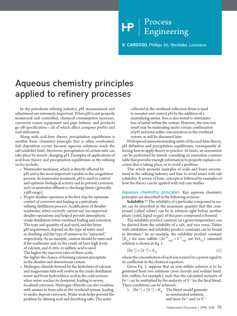 Aqueous chemistry principles applied to refinery processes | PDF | Acid ...