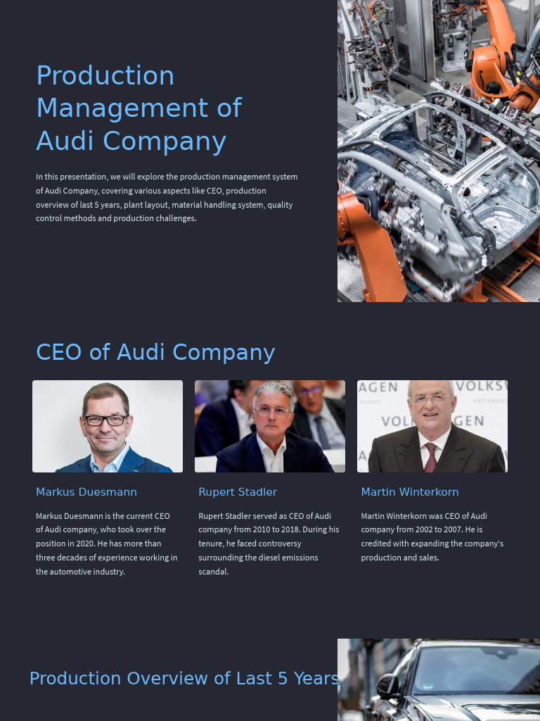 Production Management of Audi Company | PDF | Audi