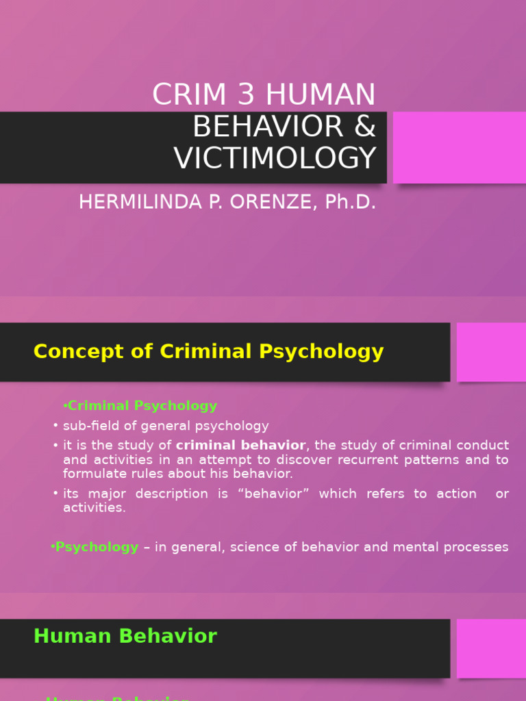 Criminal Psychology and Human Behavior | PDF | Behavior | Psychology