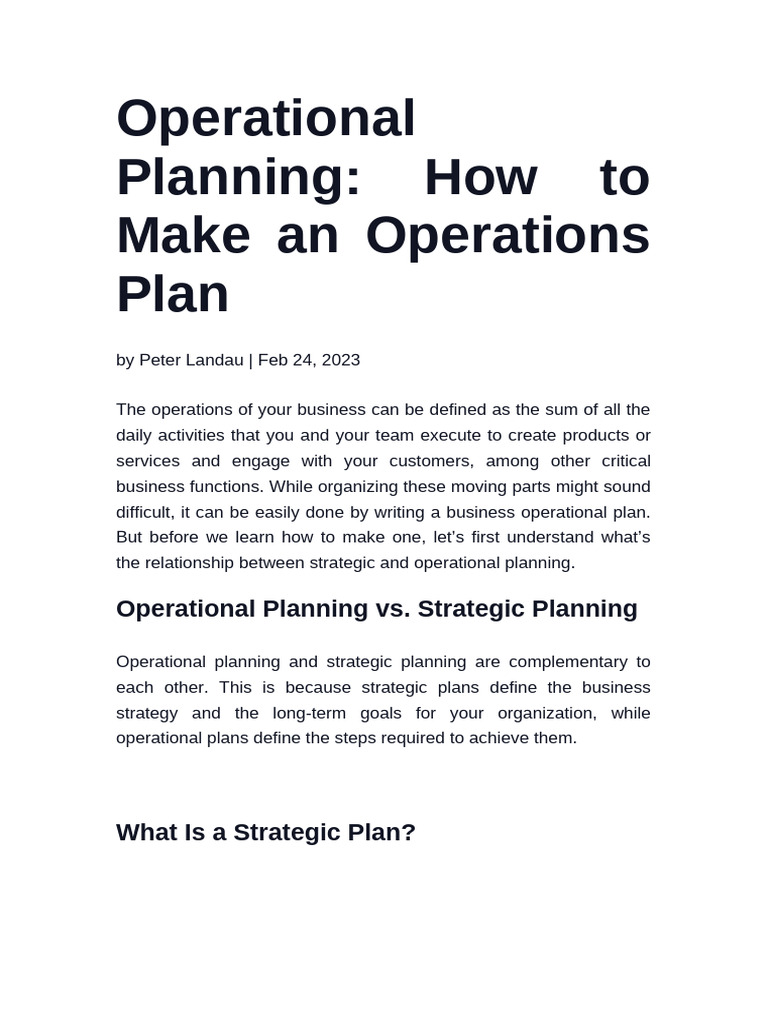 PCT BSCA Operational Planning | PDF | Strategic Planning | Performance ...