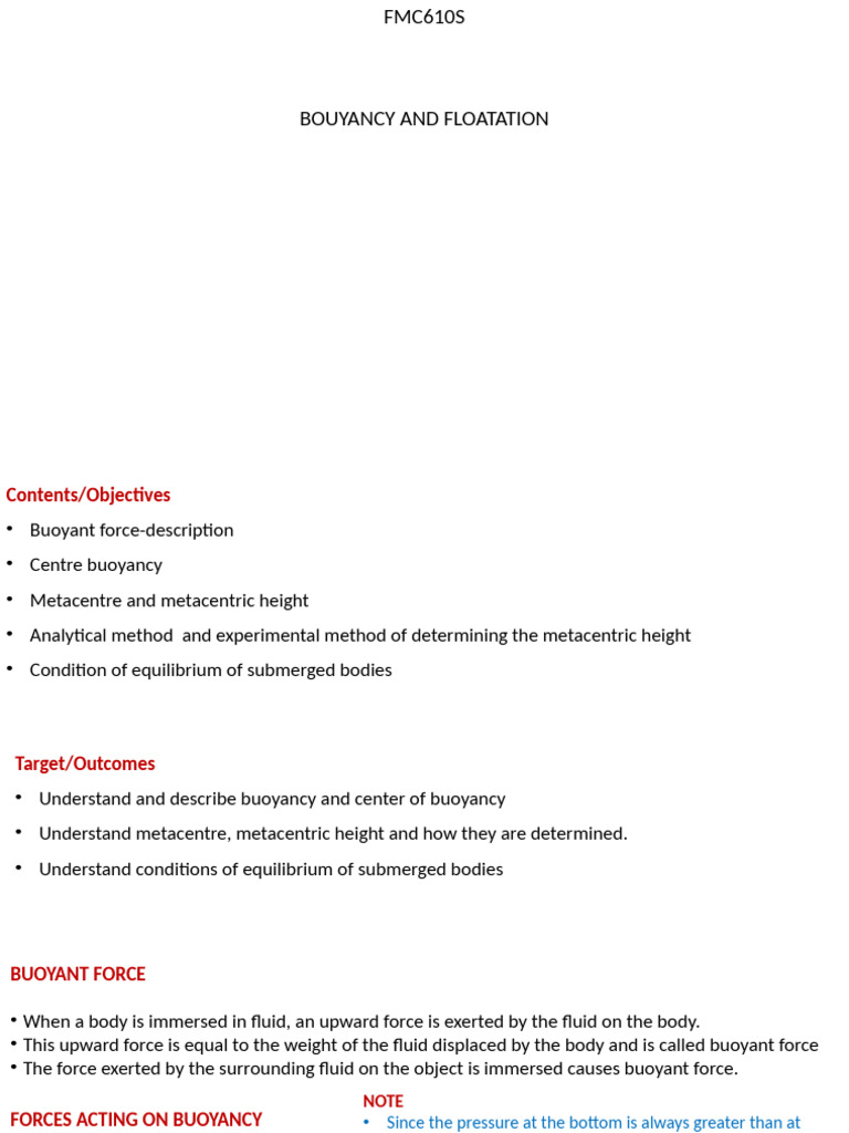 Bouyancy and Floatation | PDF | Buoyancy | Continuum Mechanics