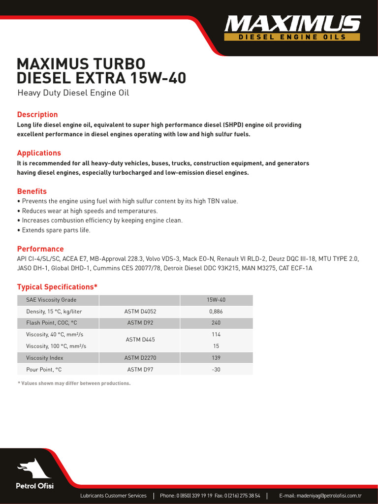 Maximus Turbo Diesel Extra 15W - 40 | PDF