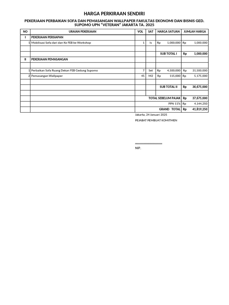2 - RAB Perbaikan Sofa Ged. Supomo | PDF