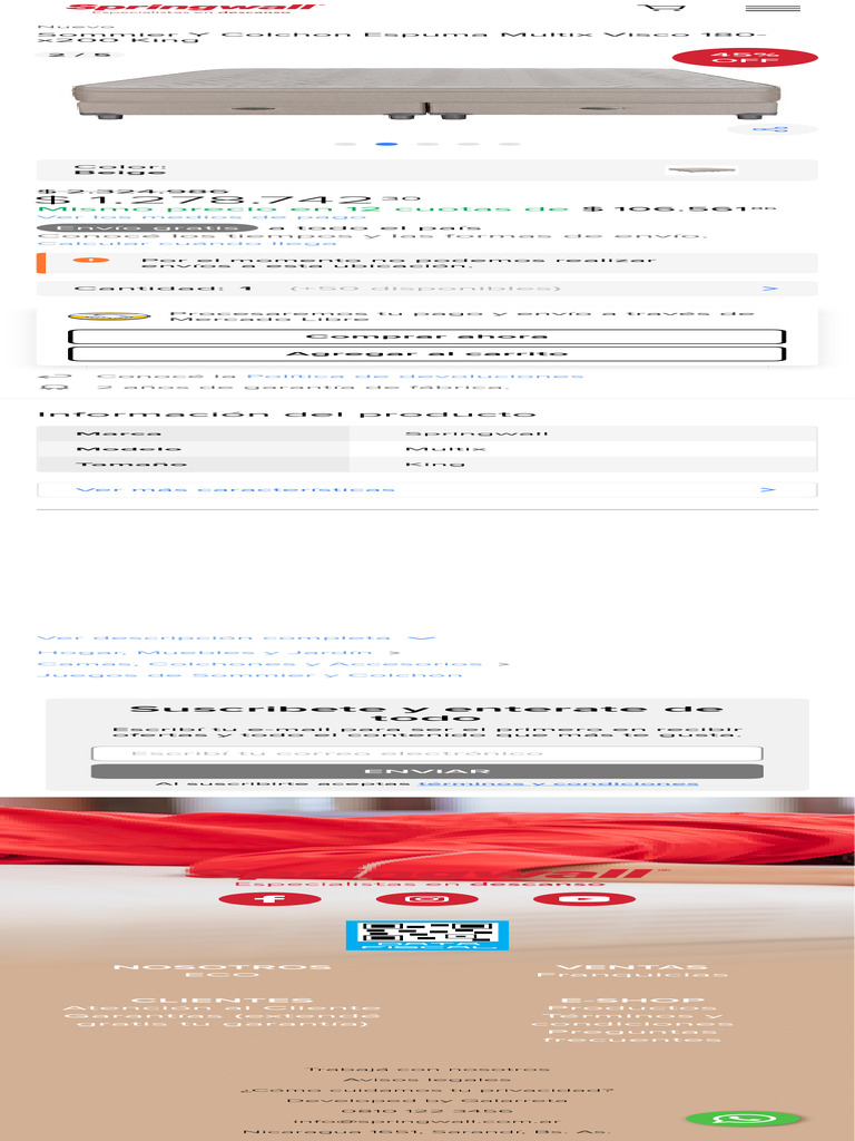 Sommier Y Colchon Espuma Multix Visco 180x200 King | PDF | Colchón