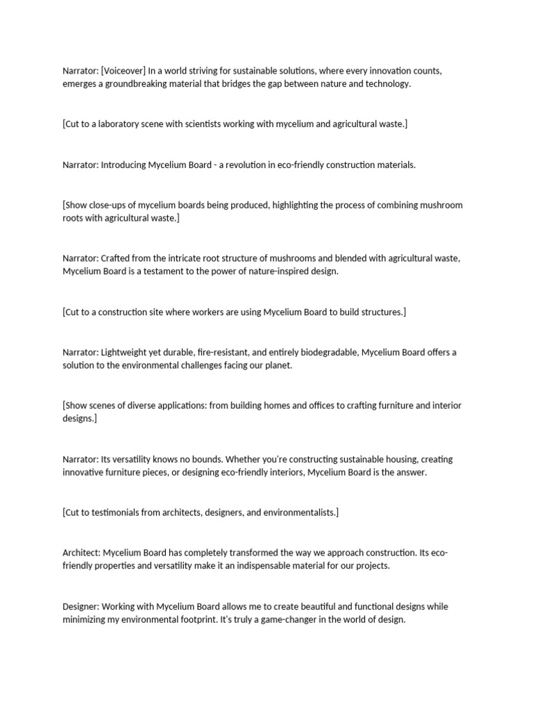 Pitching Script - Mycelium Board | PDF