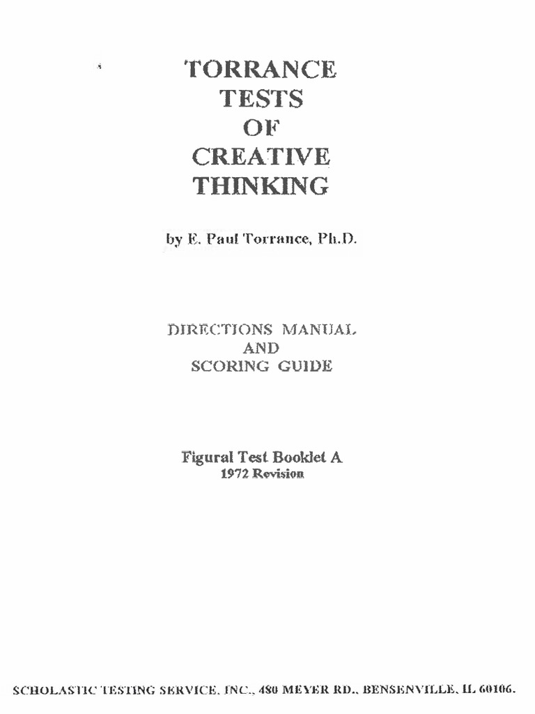 Texto Origen-Torrance Tests of Creative Thinking. | PDF
