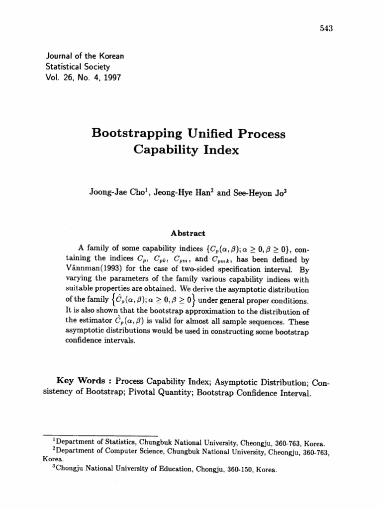 Bootstrapping Unified Process Capability Index | PDF