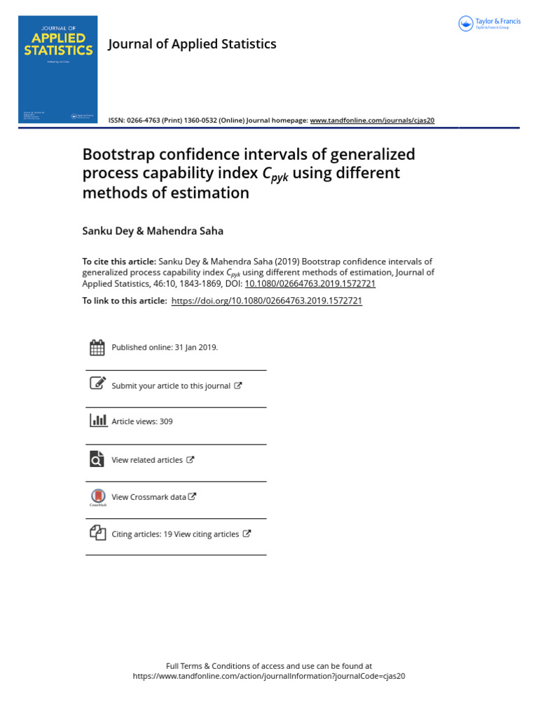 Bootstrap confidence intervals of generalized process capability index Cpyk using different ...