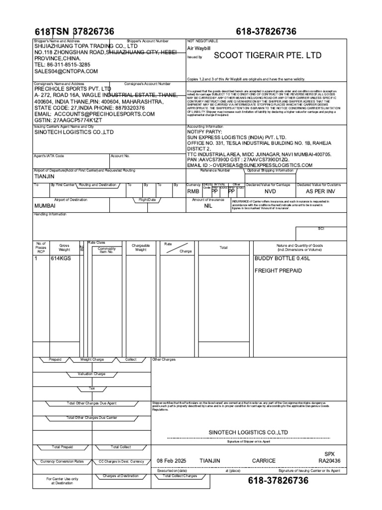 618-37826736 Air Waybill - MAWB | PDF